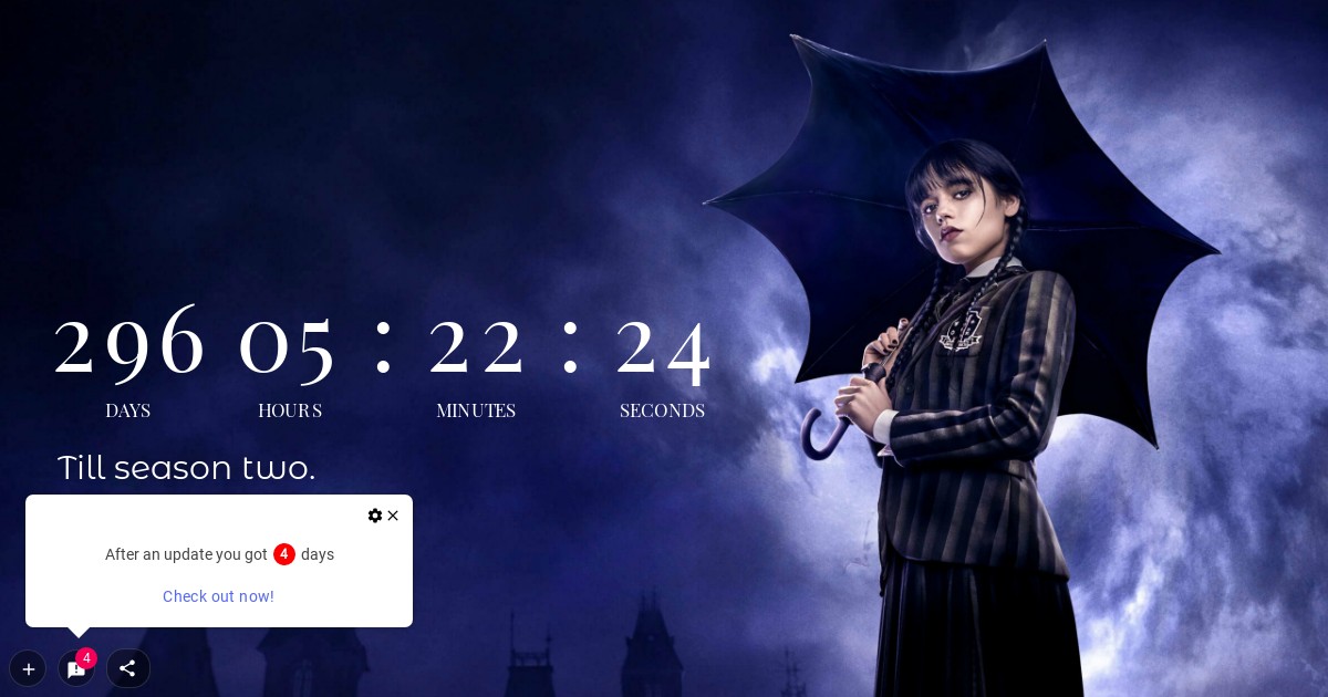 Wednesday season 2 countdown - New Tab Theme Market